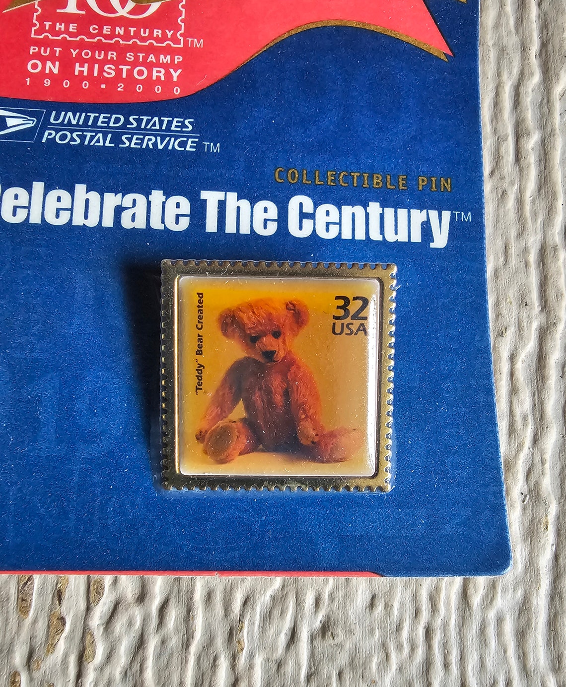 USPS Celebrate the Century Collectible Stamp Pin Vintage 1998 Teddy ...