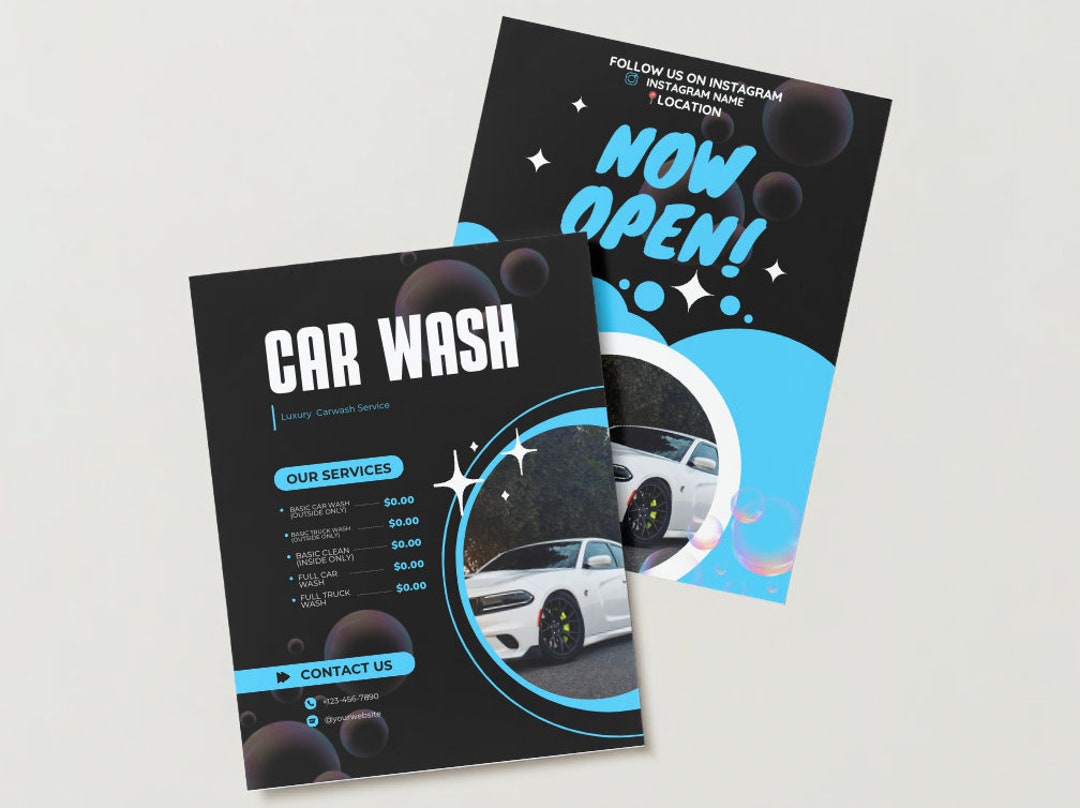 Car Wash Flyer Editable Templete, Car Wash Logo, Car Wash Pricing ...