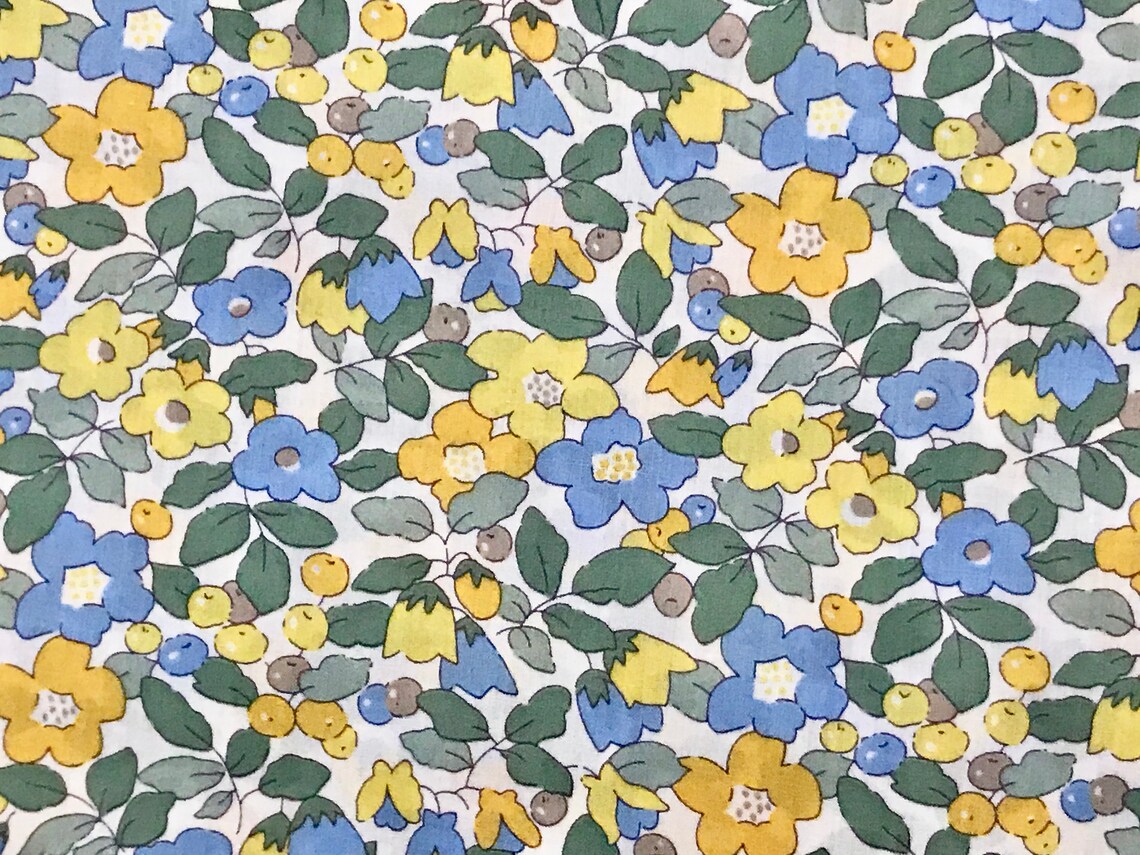 Liberty Tana Lawn "betsy Berry" Yellow/blue 0.50 Metre - Etsy