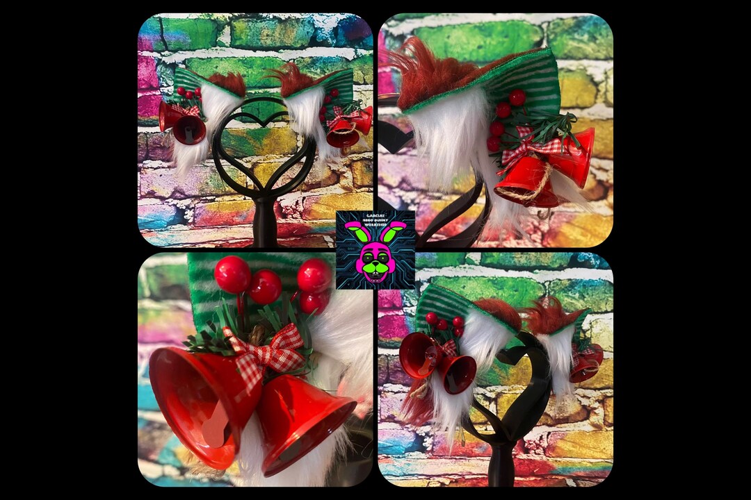 Christmas Candy Cane Cat Ears With Bells, Made in the USA, Costume ...