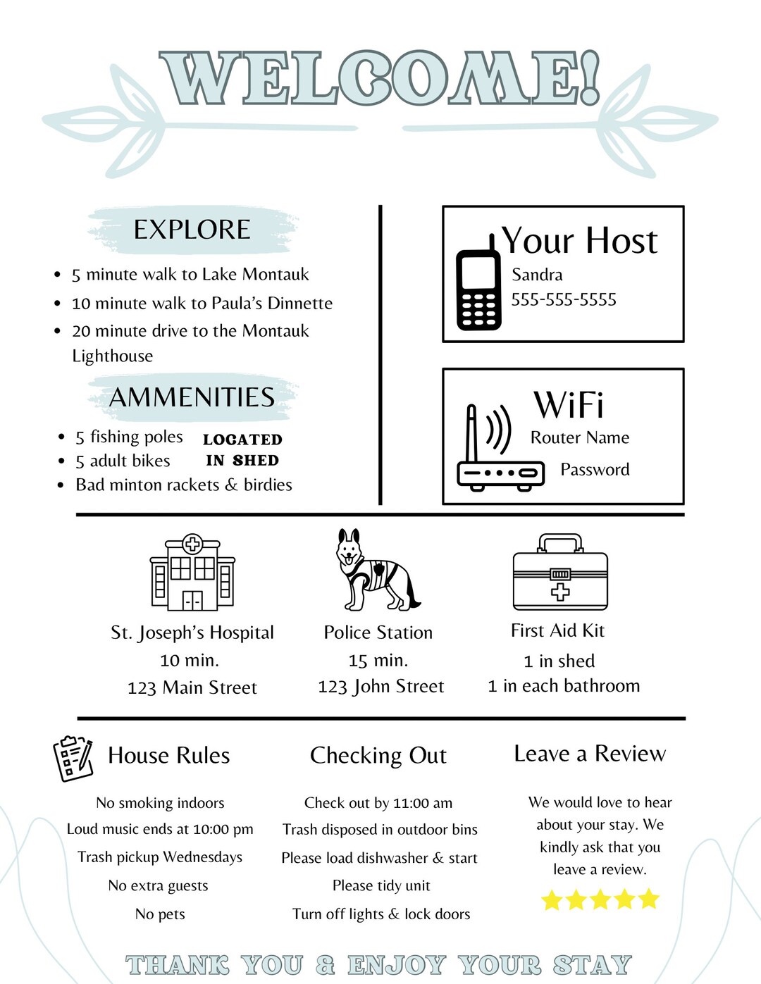 Airbnb Welcome Poster Editable Design 8.5x11 In - Etsy