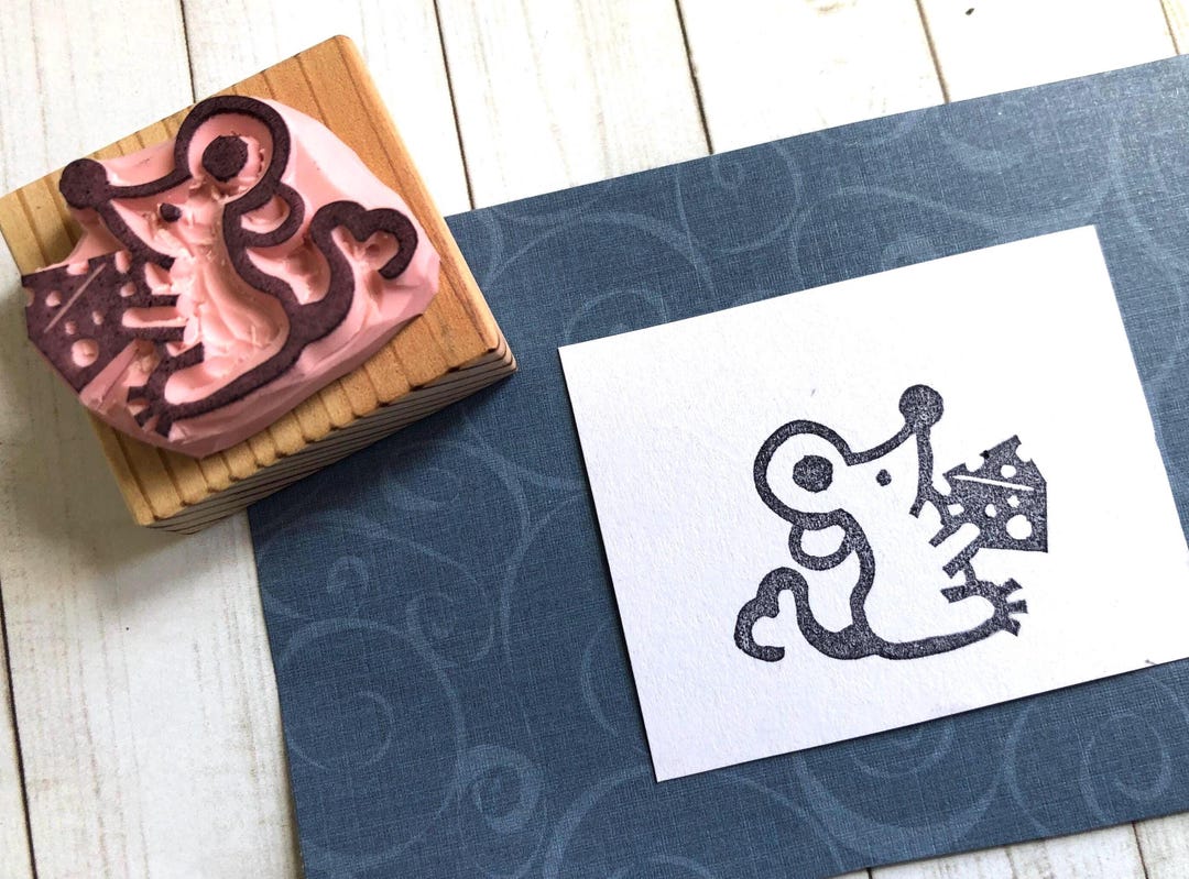 Mouse Rubber Stamp//rat Rubber Stamp// Cheese Stamp // Animal Stamp ...