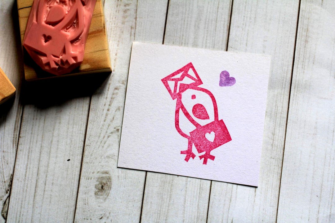 Mail Bird Rubber Stamp Set//mailman Stamp // Shipping Stamp// Snail ...