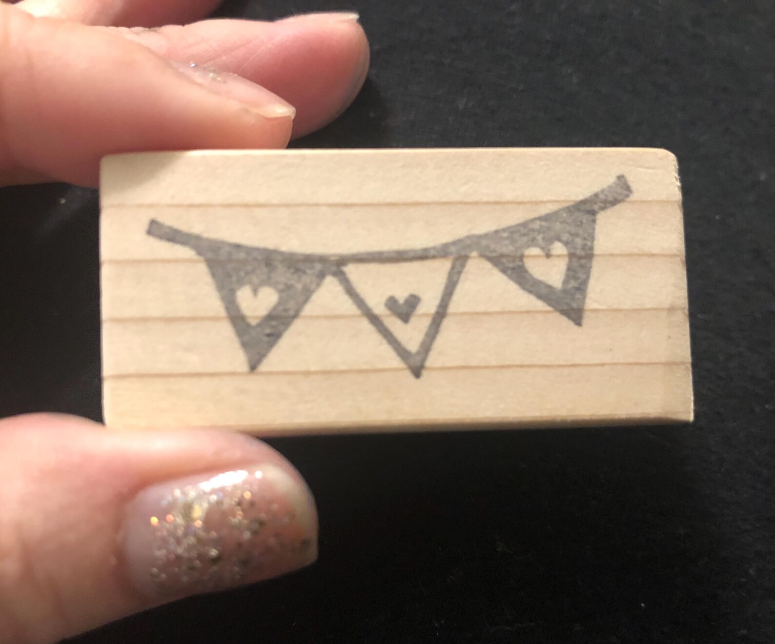 Bunting Rubber Stamp// Heart Flag Rubber Stamp // Mail Art // Happy ...