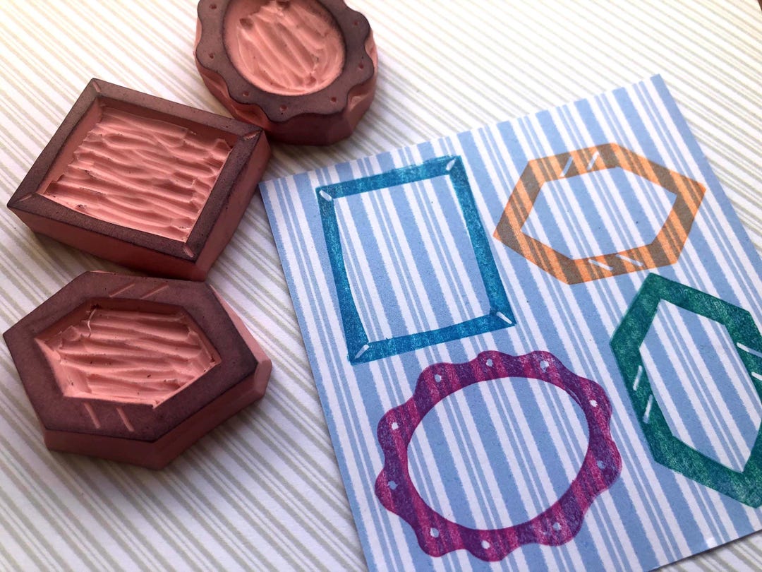 Photo Frame Stamp / Picture Frame Stamp // 3 Rubber Stamp Set // Square ...