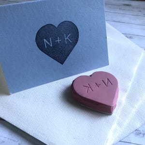Custom Heart Rubber Stamp - Personalized Initials Stamp for Wedding ...