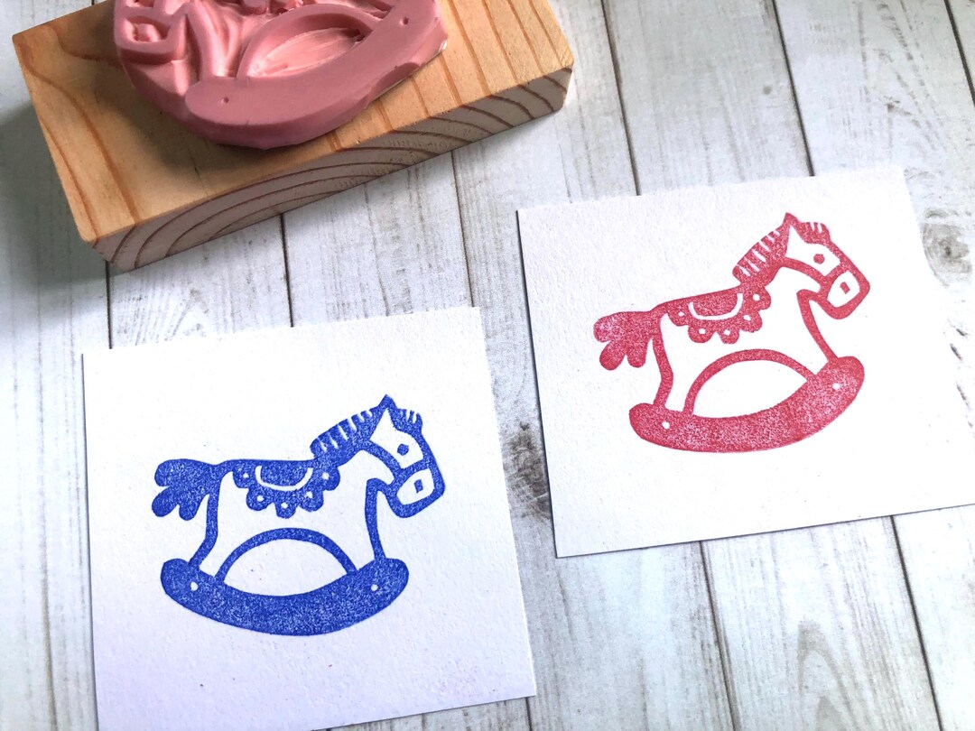 Rocking Horse Rubber Stamp//baby Shower // Baby Toy //hand Carved ...