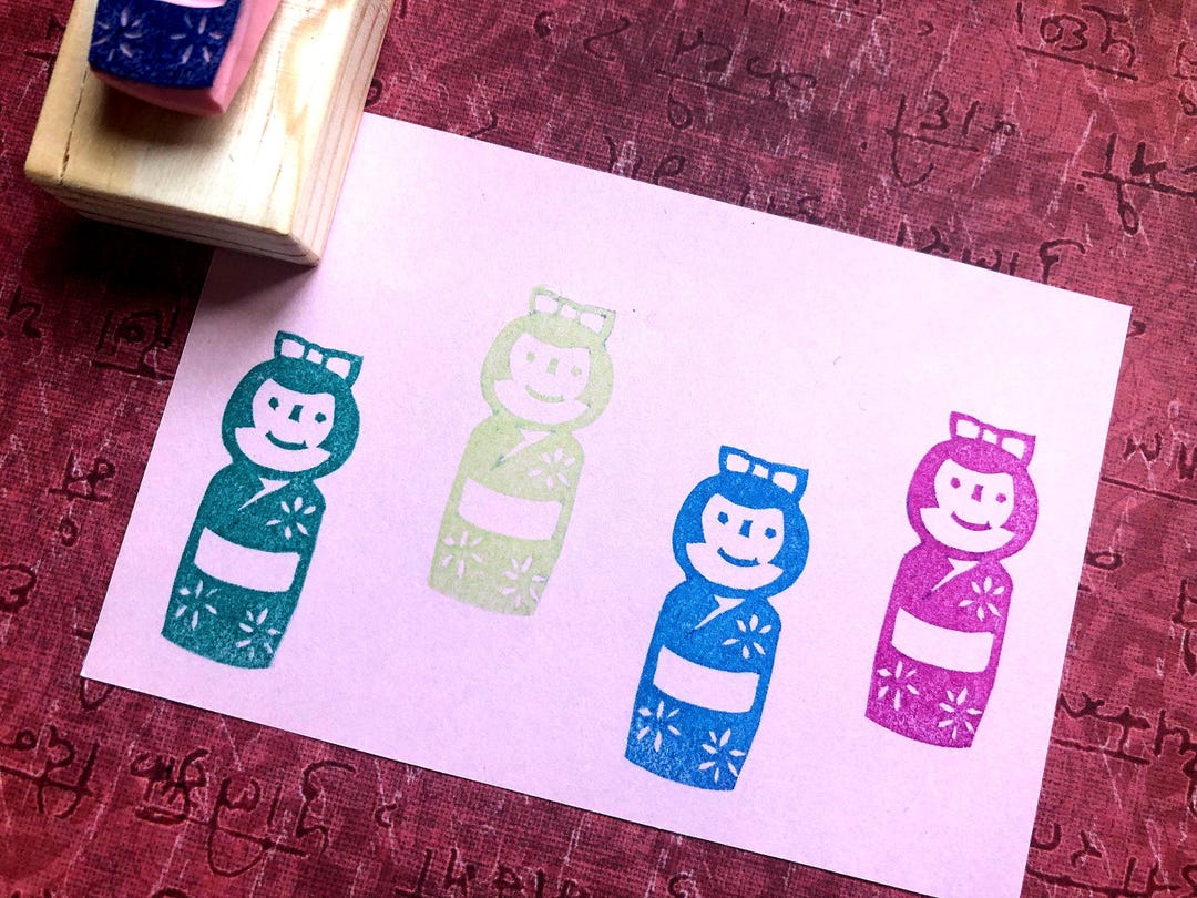 Japanese Kokeshi Doll Rubber Stamp// Zen Stamp // Asian Stamp// Journal ...