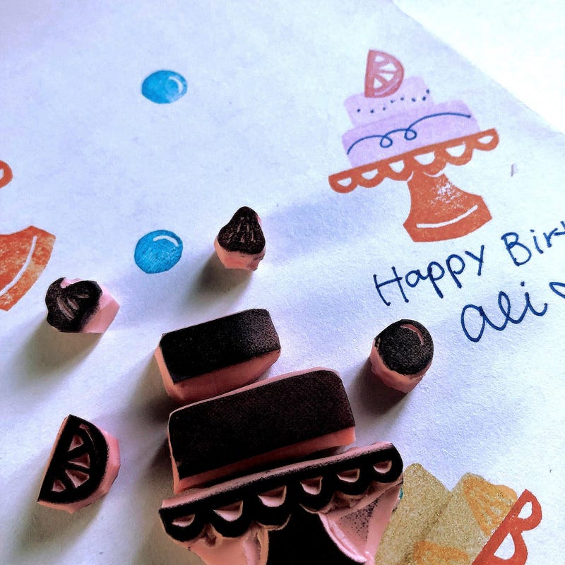 Cake Rubber Stamp - Etsy