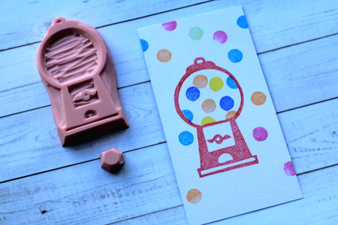 Gumball Machine Rubber Stamp Set // Gum Stamps// Birthday Party Rubber ...