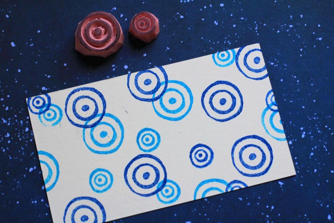 Mini Water Ripple Rubber Stamp Set //geometric Circle Shaped Stamps ...