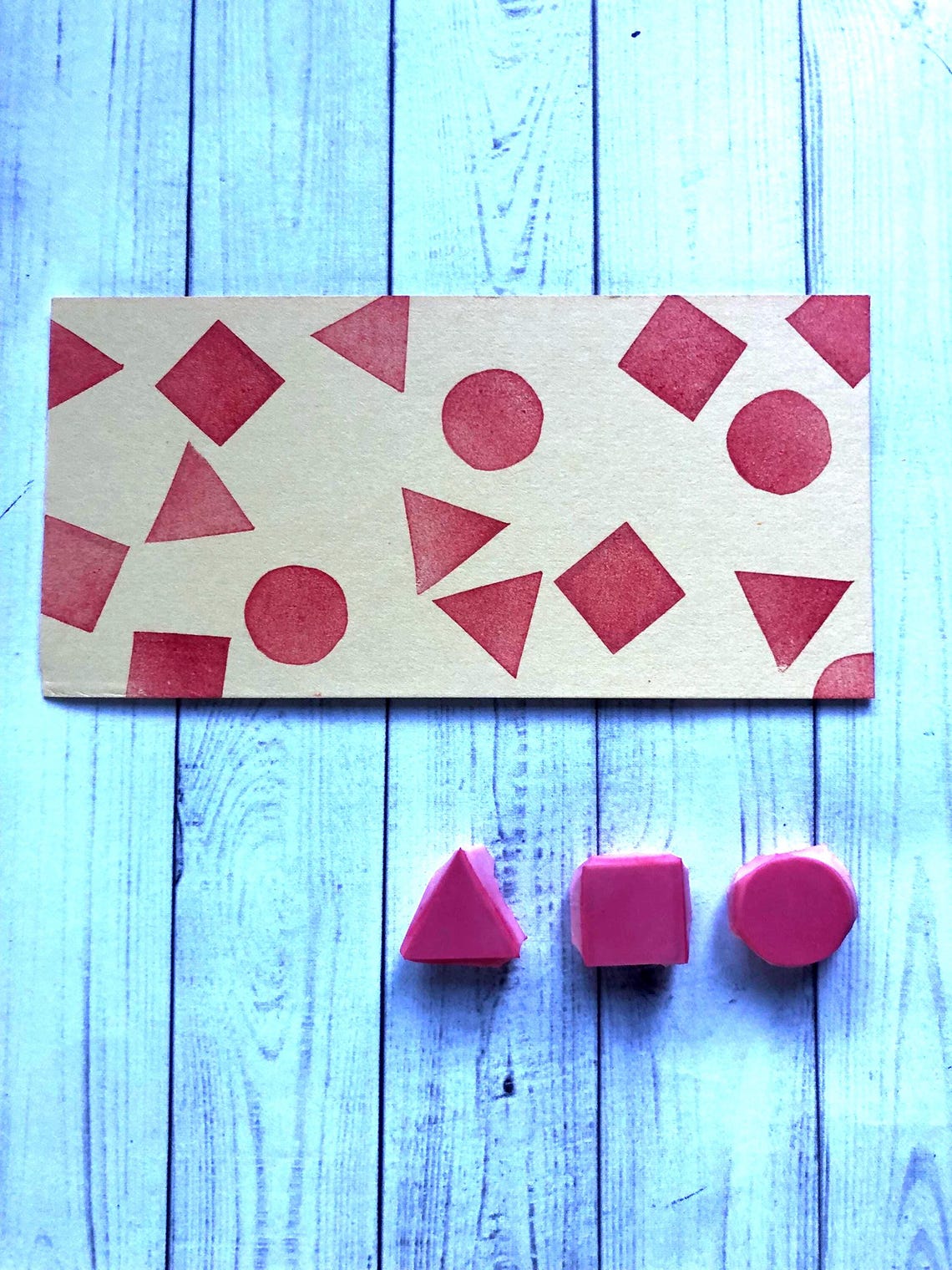 Shape Geometric Rubber Stamp Set//montessori Learning for Homeschooling ...
