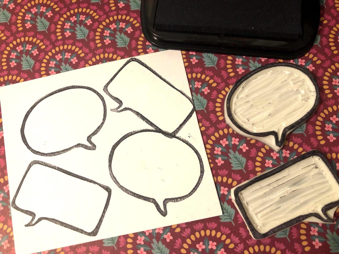 Speech Bubble Rubber Stamp Set // Conversation Bubble Rubber Stamp Set ...