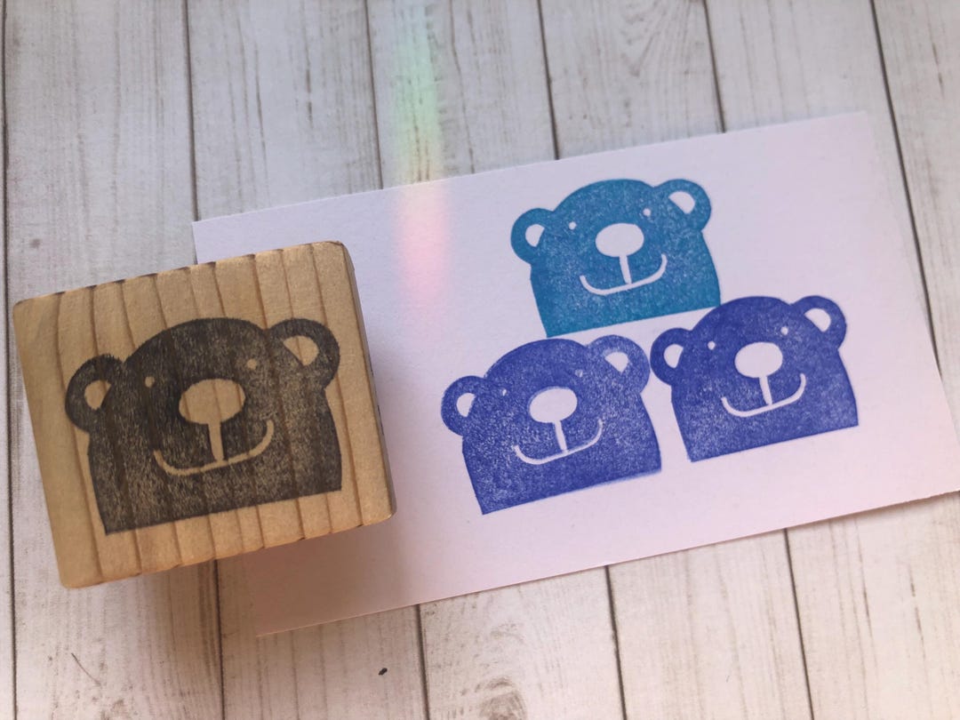 Bear Cub Stamp // Animal Stamp// Polar Bear Stamp // Hand Carved Rubber ...