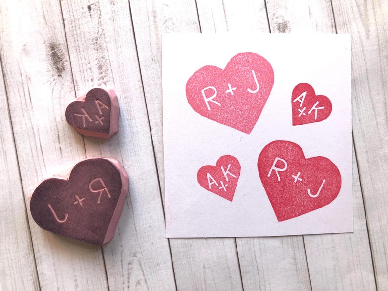 Custom Heart Rubber Stamp - Personalized Initials Stamp for Wedding ...