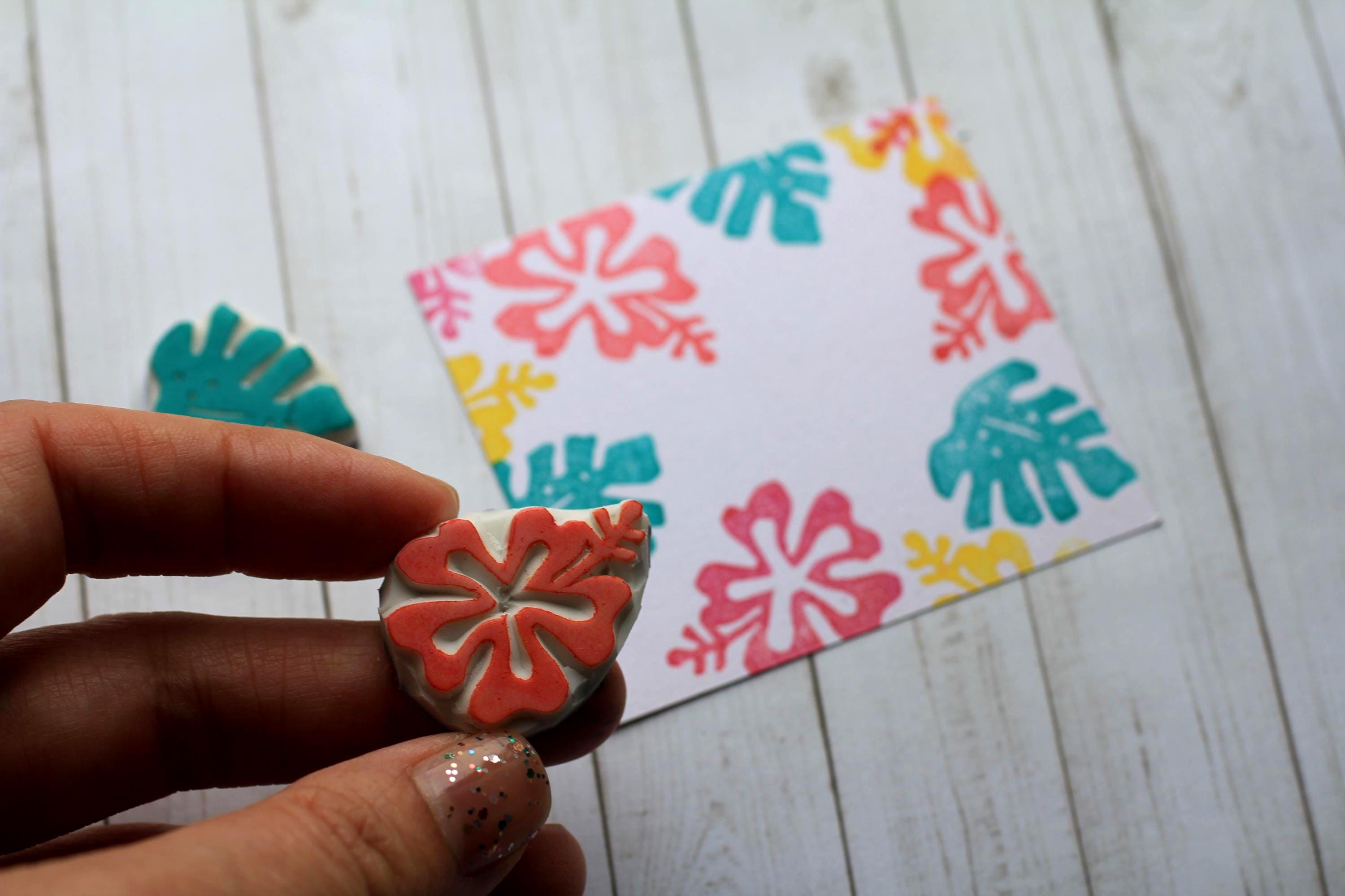 Hibiscus Flower and Leaf Rubber Stamp Set // Zen//hawaiian// Yoga ...