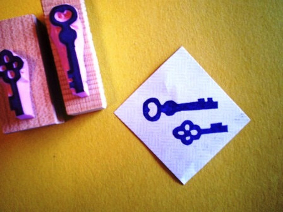 Key Rubber Stamp Set//lock//opener//vintage Old Keys// Hand Carved and ...