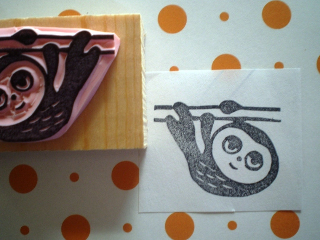 Sloth Rubbe Stamp// Pet Sloth // Jungle Birthday Party Stamp //hand ...