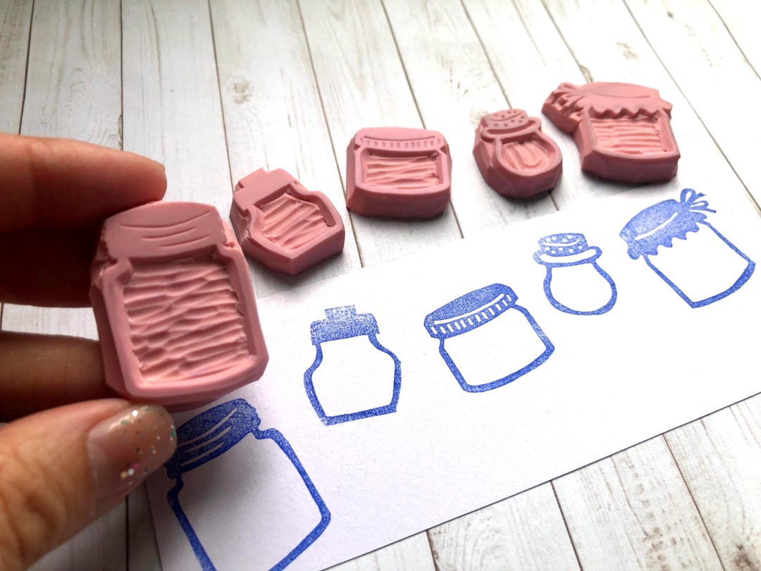 Mason Jar Rubber Stamp // Jar of Jam Stamp// Pickle Jar// Jar of Olives ...
