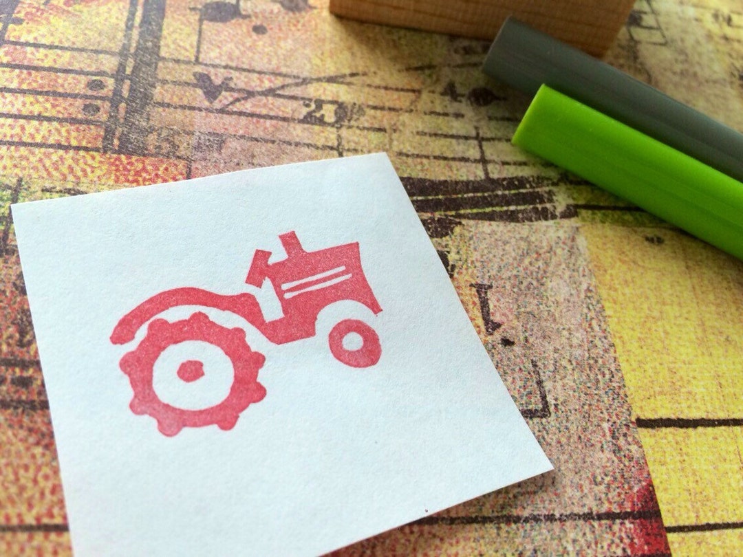Tractor Hand Carved Rubber Stamp// Farm Themed Custom Birthday Gift ...