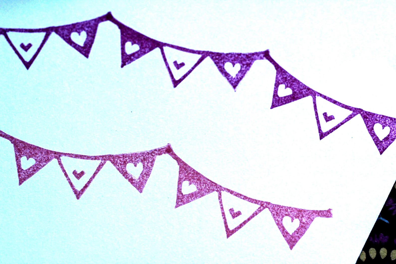 Bunting Rubber Stamp// Heart Flag Rubber Stamp // Mail Art // Happy ...