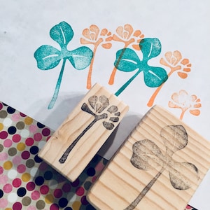 Clover Leaf Rubber Stamp Set//hand Carved Rubber Stamp Set - Etsy