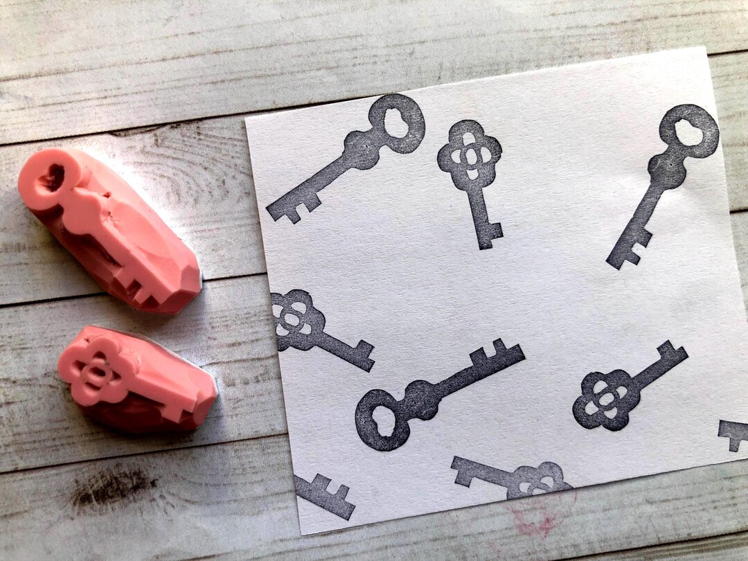 Key Rubber Stamp Set Hand Carved//vintage Old Locks - Etsy