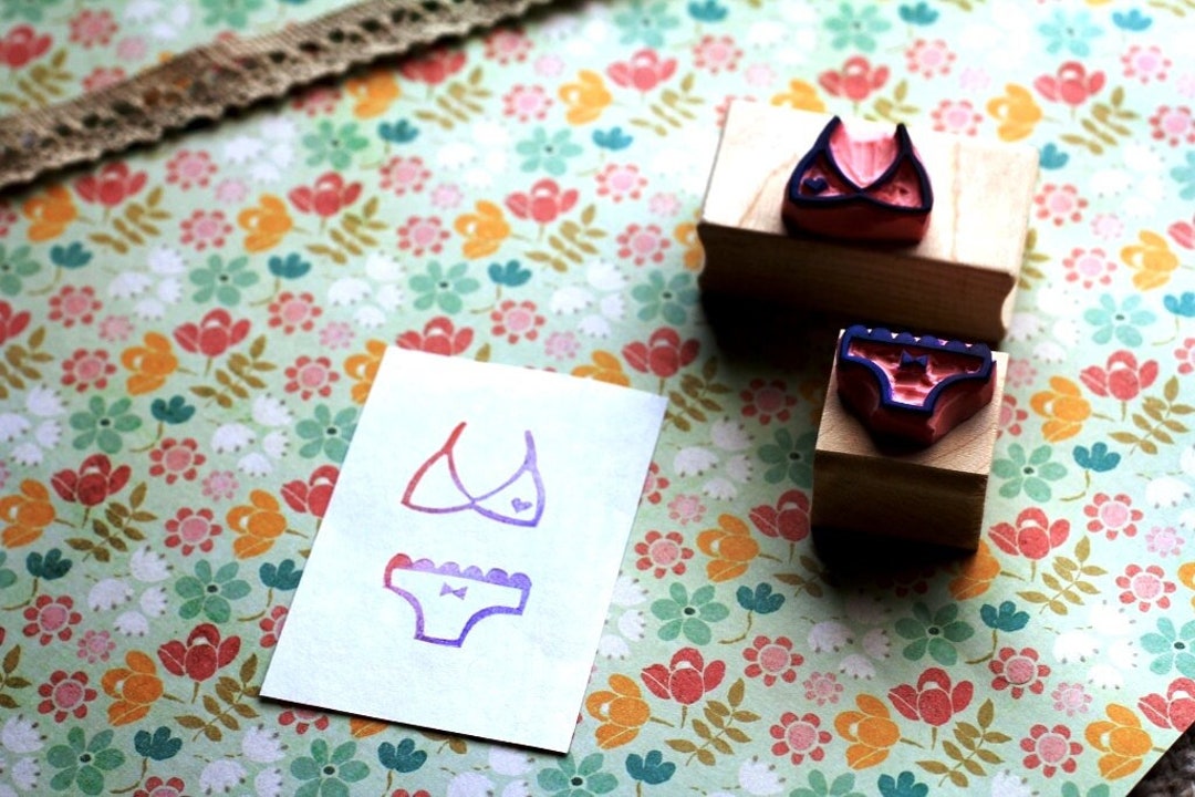 Underwear Rubber Stamp Set // Bikini Stamp // Swim Party Stamp // Bra ...