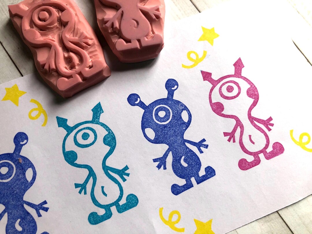 Alien ET Hand Carved Rubber Stamp Set//outer Space and UFO Birthday ...