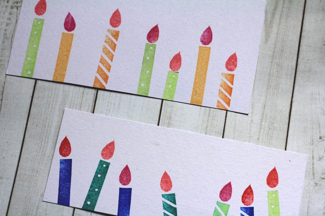 Mini Birthday Candle Hand Carved Rubber Stamp Set//candle Making//bday ...