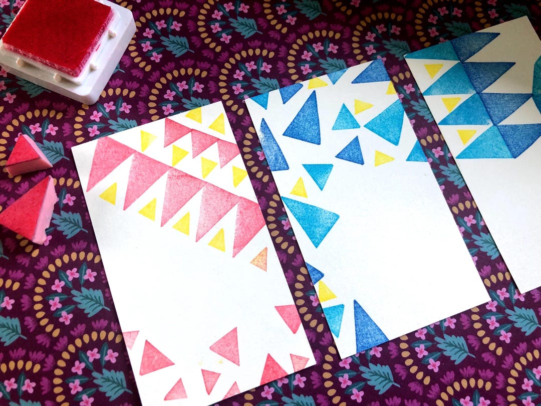 Geometric Triangle Rubber Stamp Set // Shape Rubber Stamp Set ...