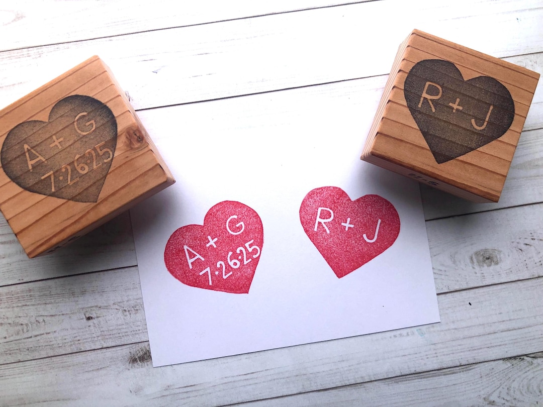 Custom Initial Wedding Rubber Stamp Set/personalized Monogram Wedding ...