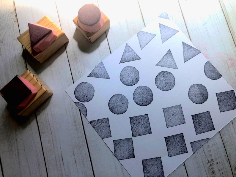 Shape Geometric Rubber Stamp Set//montessori Learning for Homeschooling ...