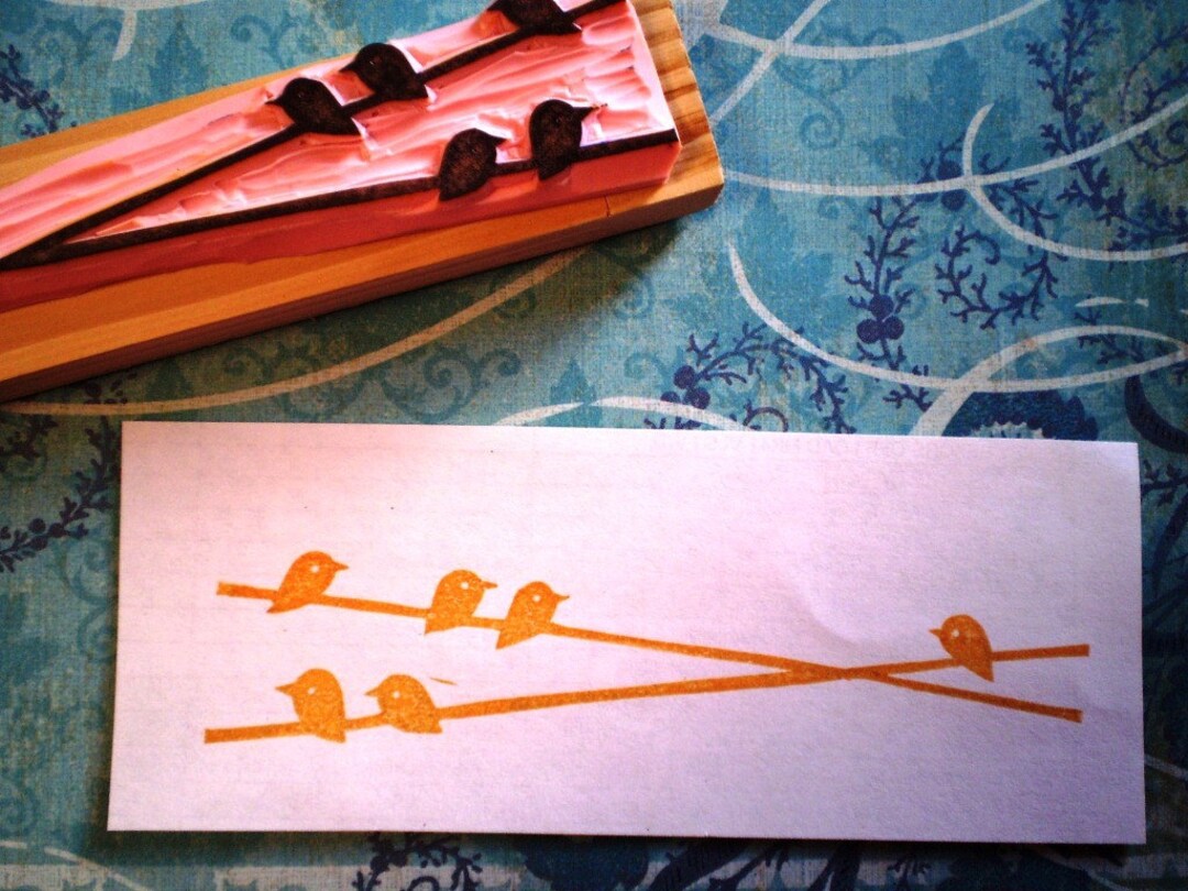 Large Bird Rubber Stamp //sitting Birds on Tree//crow //raven//sparrow ...