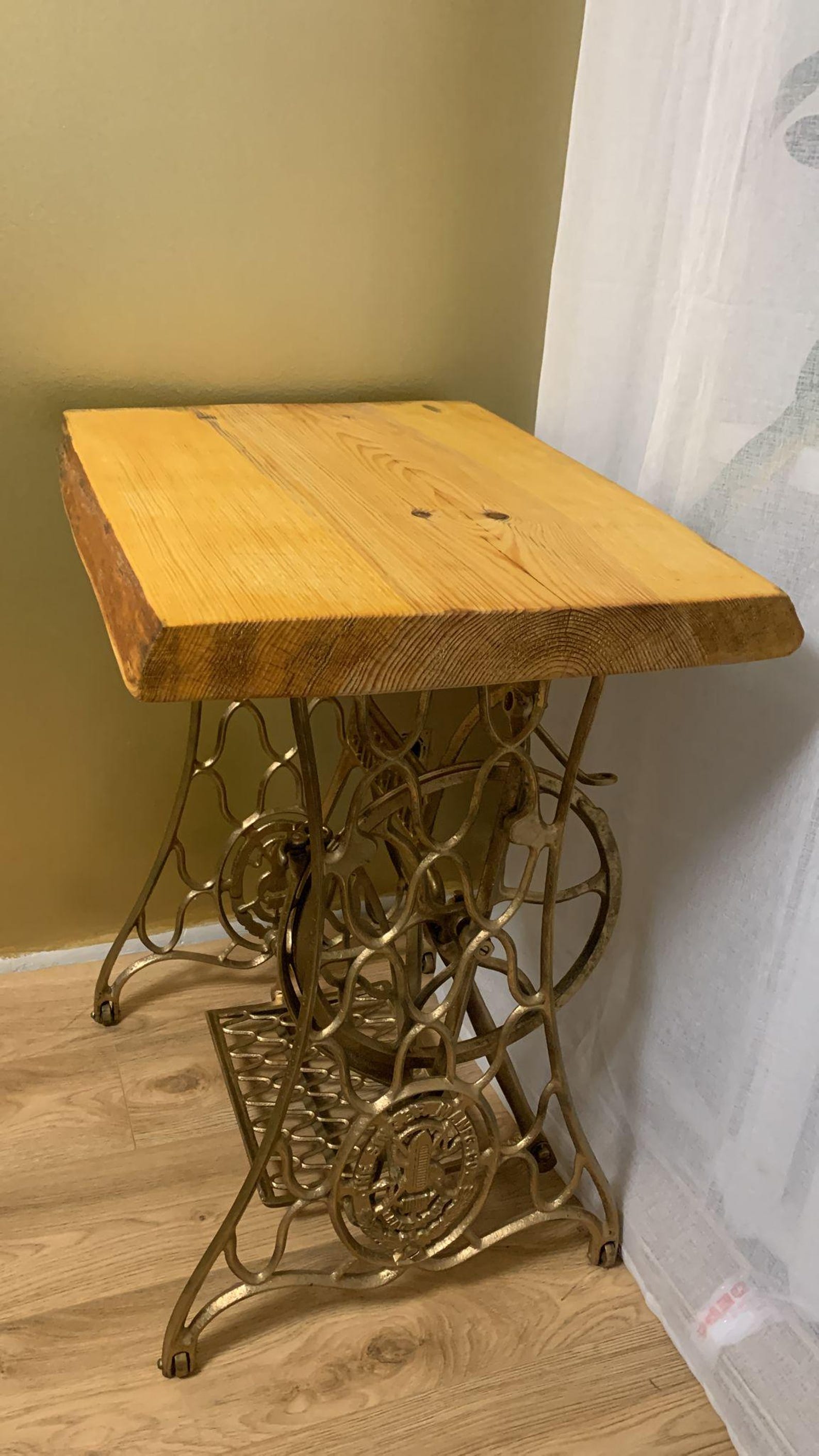 Singer Sewing Base Refurbished Table With a Pine Wooden Top - Etsy