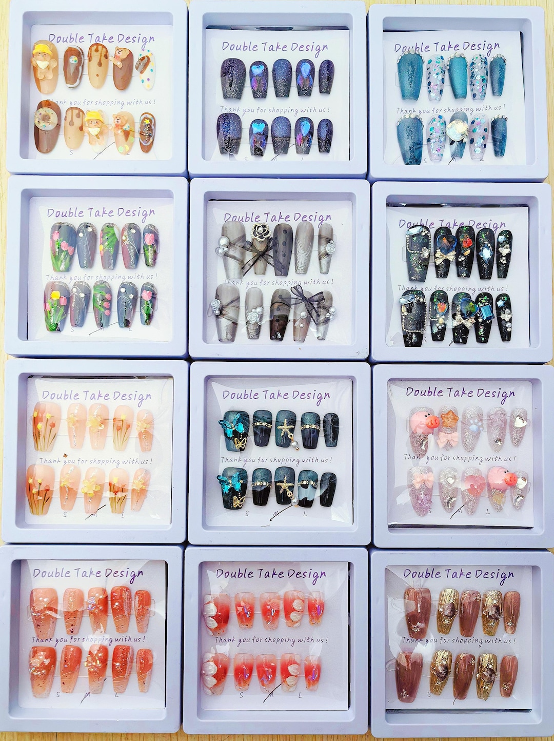 4 Sets of Surprise Acrylic False Nails | Press on Nail Mystery Box ...