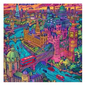 London Lights Wooden Jigsaw Puzzle 300 Pieces With Fun and Unique ...