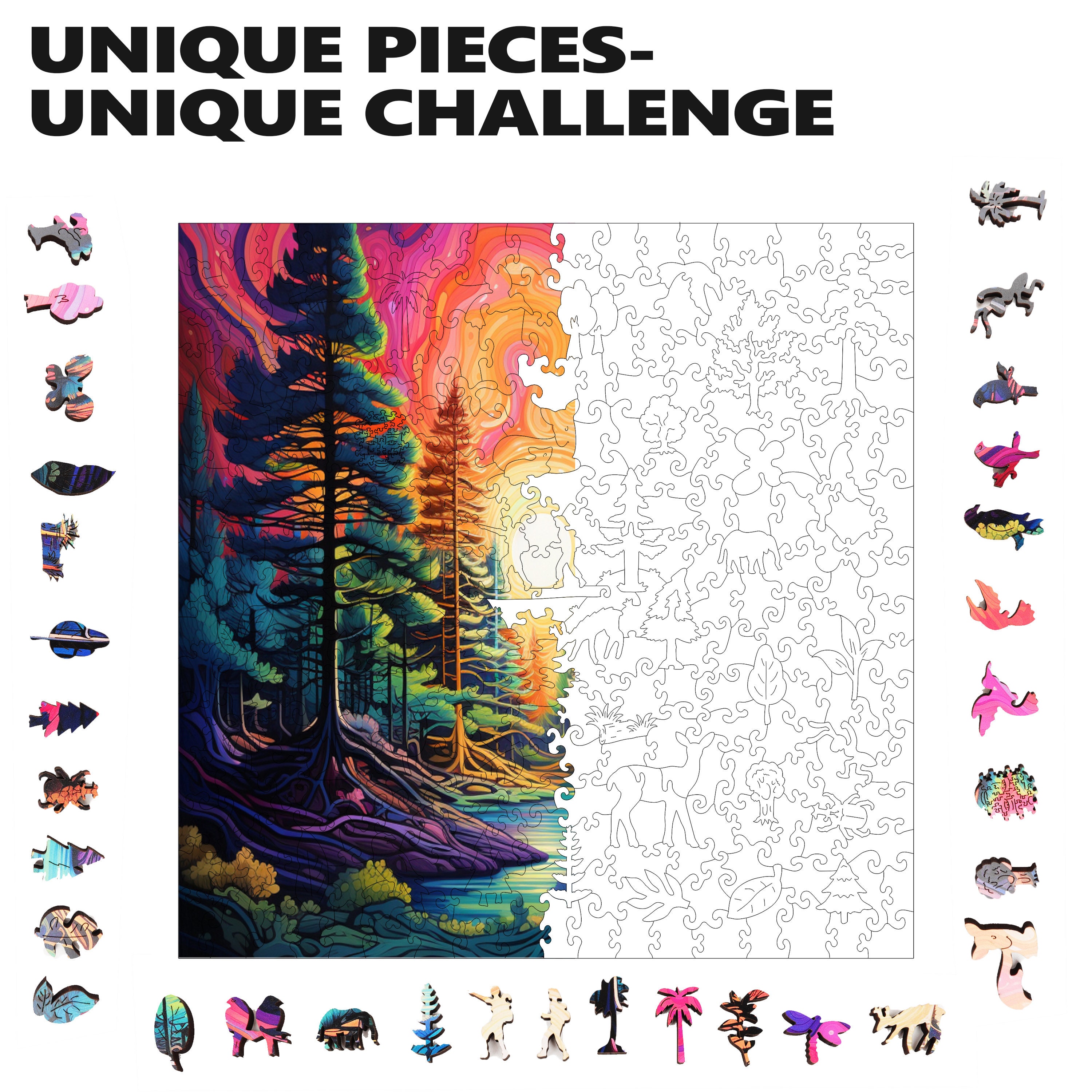 Trippy Timber Wooden Jigsaw Puzzle 300 Pieces With Fun and Unique ...