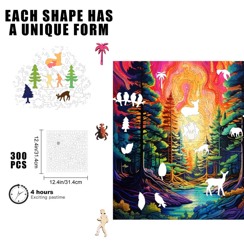 Trippy Timber Wooden Jigsaw Puzzle 300 Pieces With Fun and Unique ...