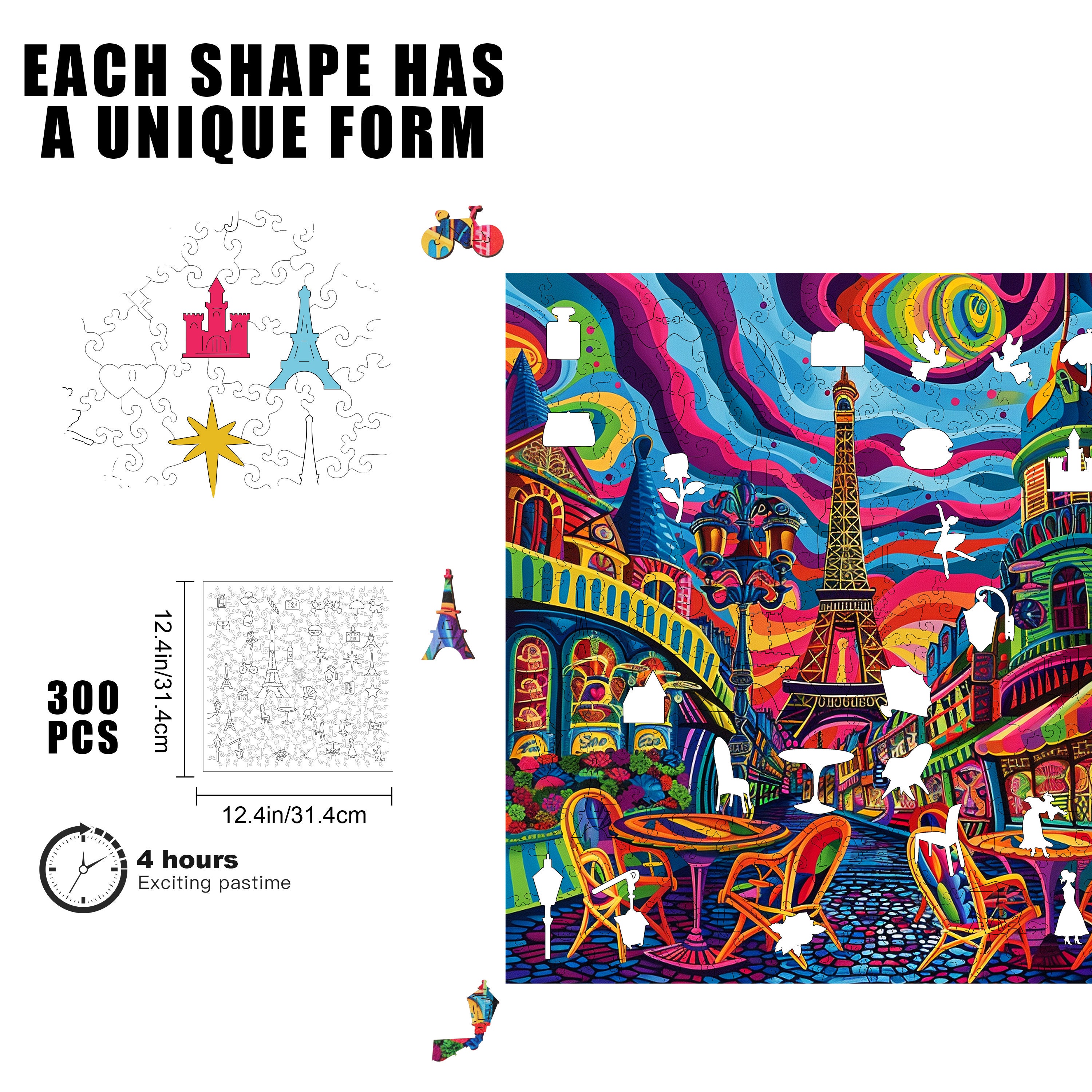 Parisian Prism Wooden Jigsaw Puzzle 300 Pieces With Fun and Unique ...