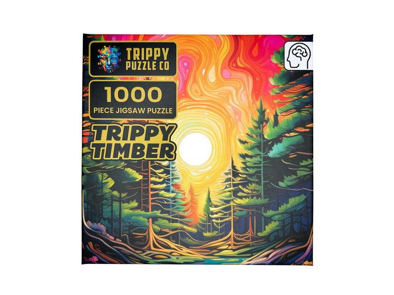 Trippy Timber 1000-piece Jigsaw Puzzle – Wander Through a Psychedelic ...