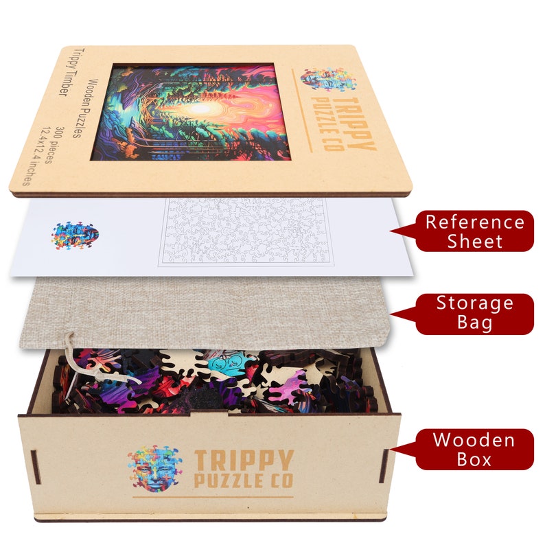 Trippy Timber Wooden Jigsaw Puzzle 300 Pieces With Fun and Unique ...