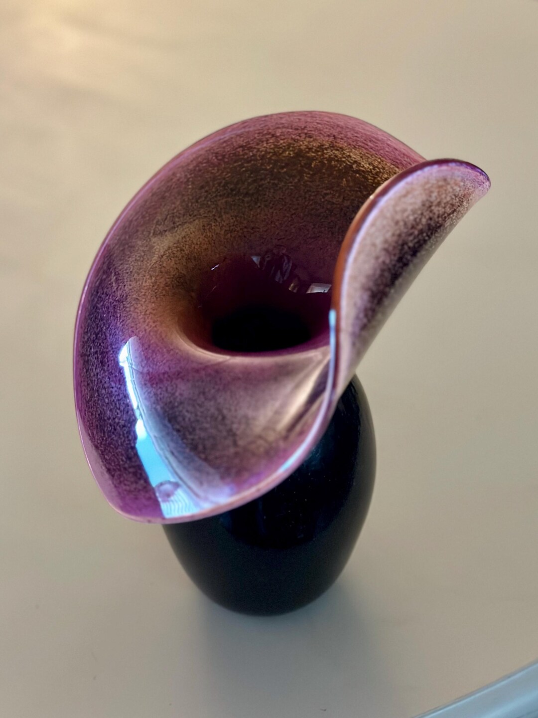 Signed Studio Art Glass JIP Vase Pink Orange Violet Handcrafted Jack-in ...