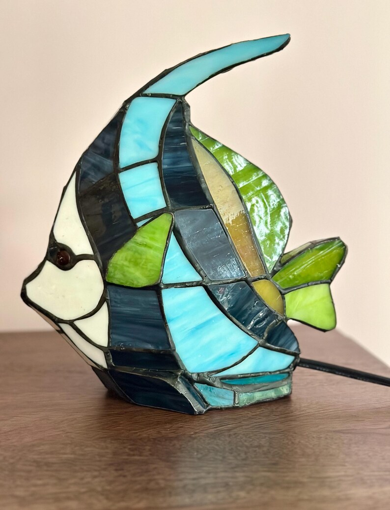 Stained Glass Tiffany Style Angel Fish Lamp - Etsy