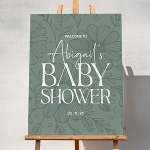 Gender Neutral Baby Shower Welcome Sign | Botanical Green Design ...