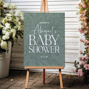 Gender Neutral Baby Shower Welcome Sign | Botanical Green Design ...