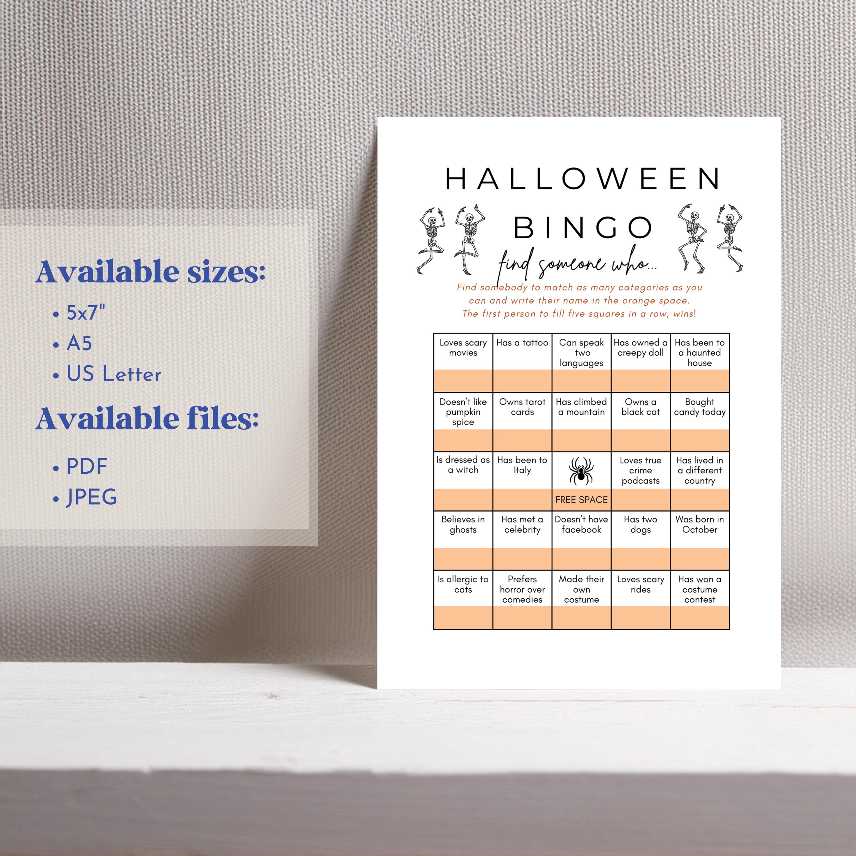 Editable Halloween Party Bingo | Find the Guest Party Game for Adults ...