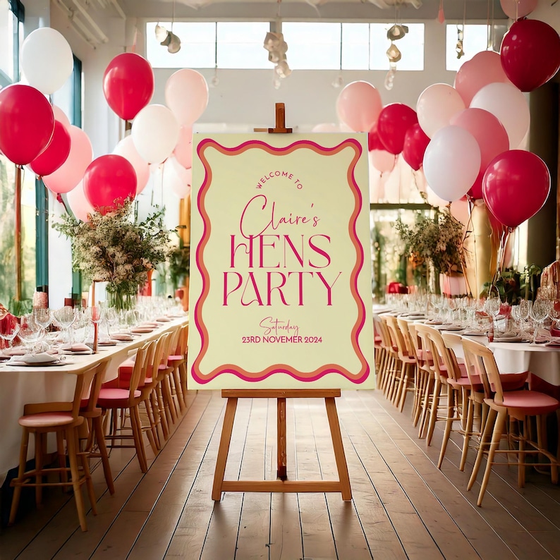 Editable Yellow Hens Party Welcome Sign | Customise for Bridal Showers ...