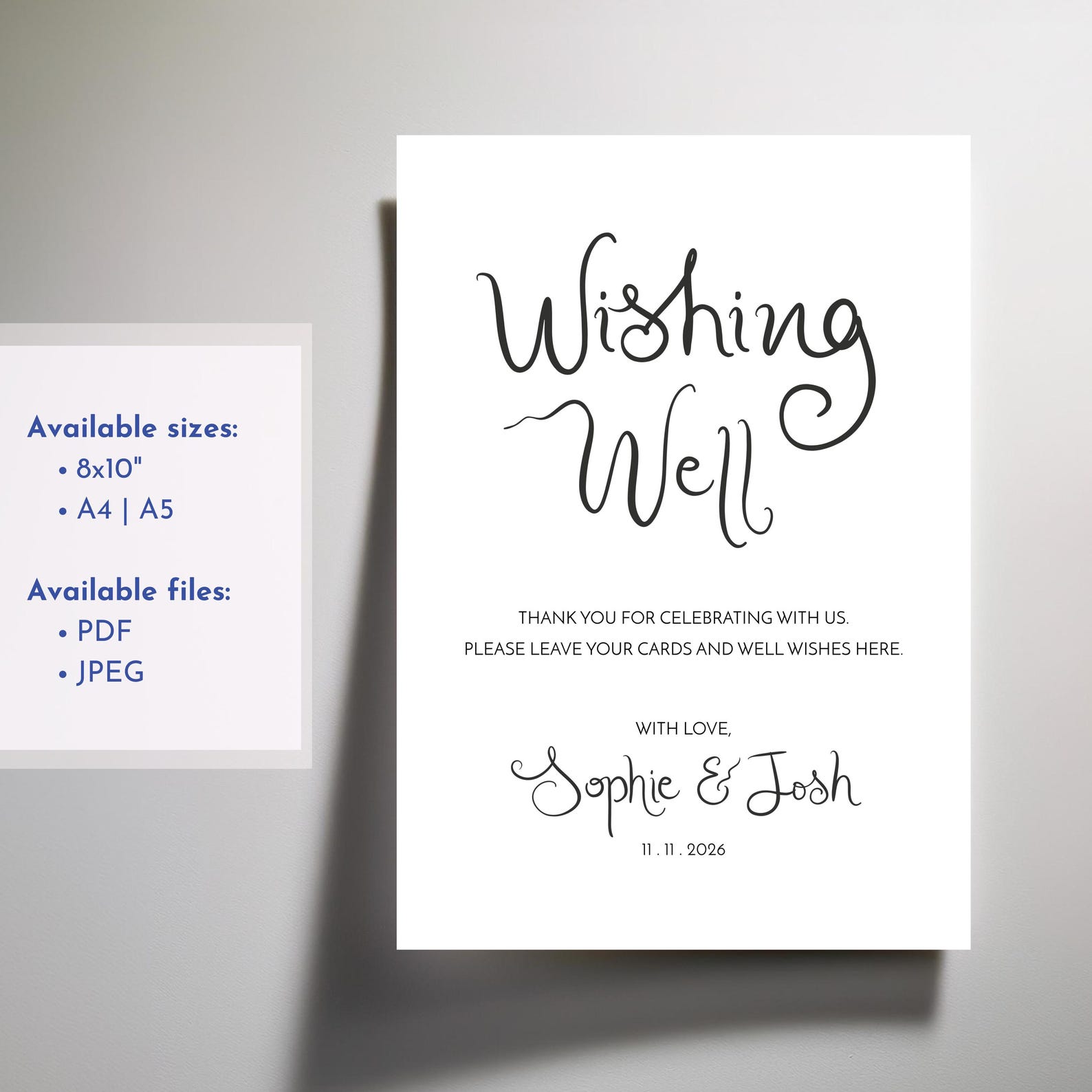 Editable Wishing Well Sign for Weddings | Customisable Digital Template ...
