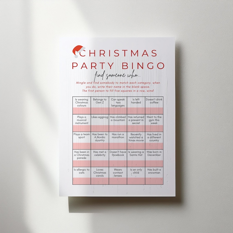 Christmas Party Find the Guest Bingo | Ice Breaker for Coworkers or ...